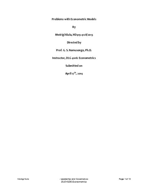 Pdf Problems With Econometric Models Heteroscedasticity Autocorrelation And Multicollinearity