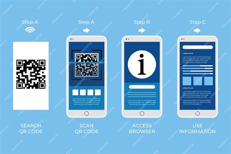 Шаги сканирования Qr кода по концепции смартфона Бесплатно векторы