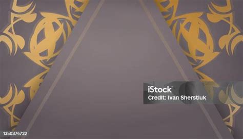 로고 또는 텍스트 아래에 디자인을 위한 고급스러운 골드 패턴의 브라운 배너 0명에 대한 스톡 벡터 아트 및 기타 이미지 0명 꽃 식물 다마스크 천 Istock