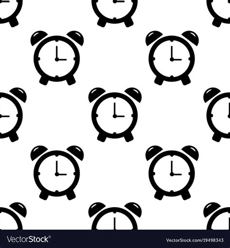 Alarm Clock Seamless Pattern On White Background Vector Image