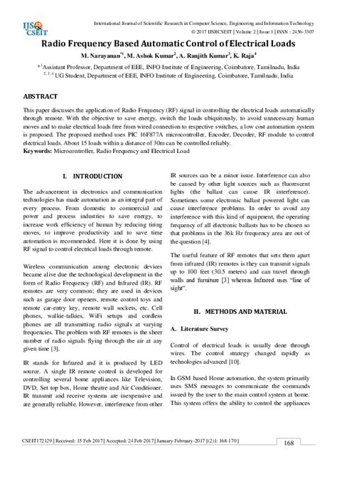 pdf radio frequency based automatic control of electrical loads
