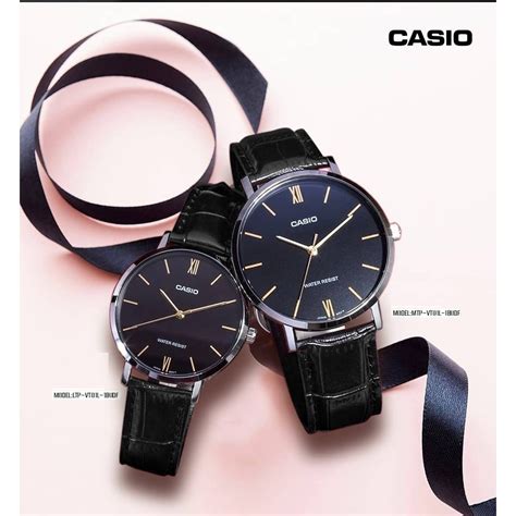 นาฬิกา Casio คู่รัก รุ่น Mtp Vt01l 1b Ltp Vt01l 1b สายหนังรุ่นใหม่ สไตล์ Dw ของใหม่ของแท้