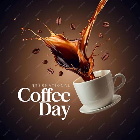 A Poster For International Coffee Day Celebration Flat Vector Image