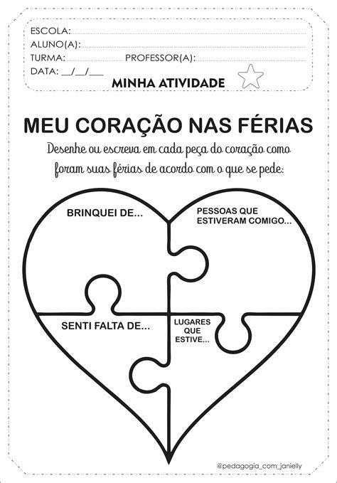 Atividade Volta Às Aulas Meu CoraÇÃo Nas FÉrias