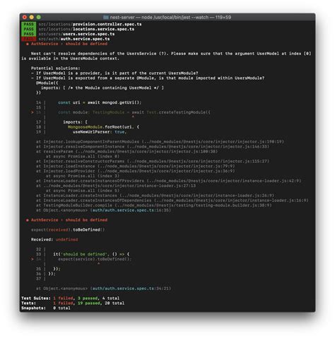 Javascript Nest Cant Resolve Dependencies Of The Usersservice Stack Overflow