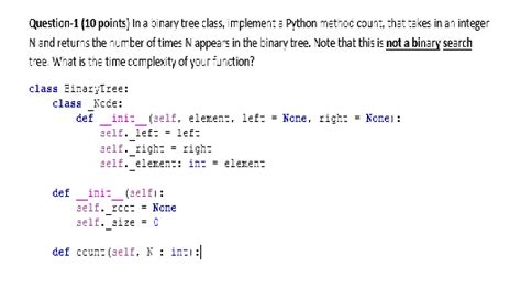 solved question 1 10 points in a binary tree class