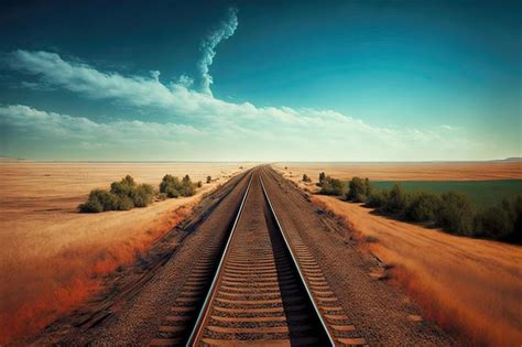 premium photo railways extending into distance against backdrop of