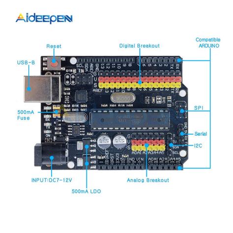 for arduino uno r3 plus sensor i o shield atmega328p atmega16u2 expans aideepen