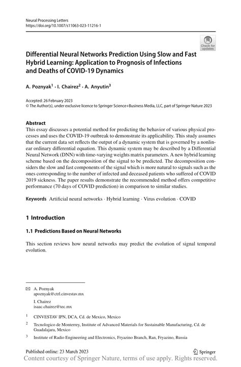 Differential Neural Networks Prediction Using Slow And Fast Hybrid Learning Application To