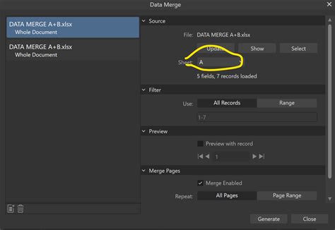 Data Merge With 2 Excel Files Or 2 Excel Sheets Does Not Work V2 Bugs Found On Windows