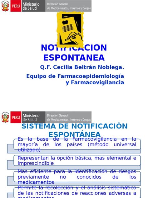 Notificación Espontánea En Farmacovigilancia Pdf Farmacia