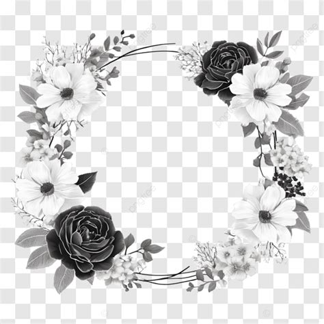 흑백 꽃 화환 꽃 화환 검정색과 흰색 꽃들 Png 일러스트 및 이미지 에 대한 무료 다운로드 Pngtree