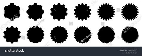 Set Gears Label Badges Line Black Stock Vector Royalty Free