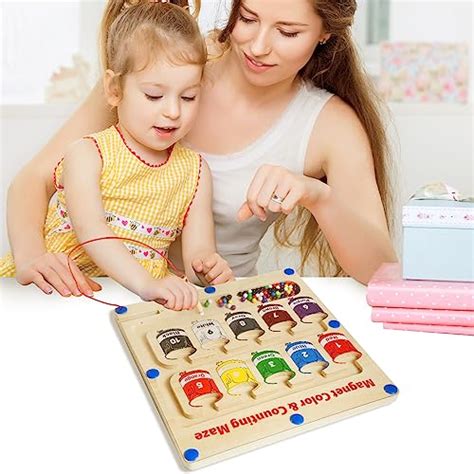 Magnetic Color And Number Maze Montessori Toys For 3 Year Old Wooden Magnet Board Counting
