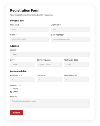 create payment registration form template for your website [free forms]
