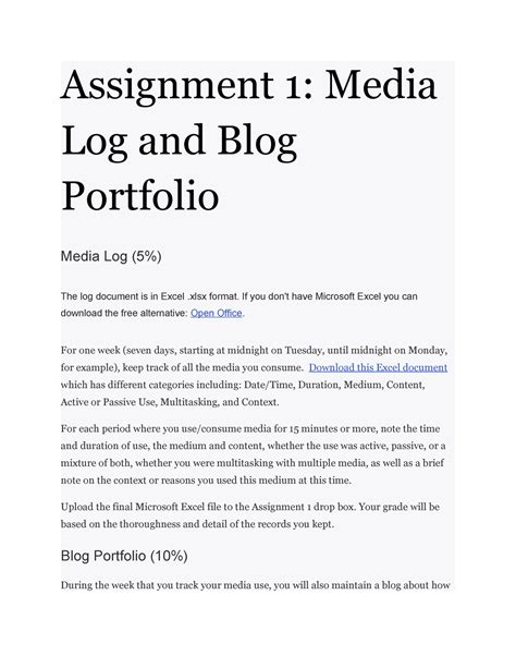 Assignment 1 Media Log And Blog Portfolio Assignment 1 Media Log And Blog Portfolio Media Log