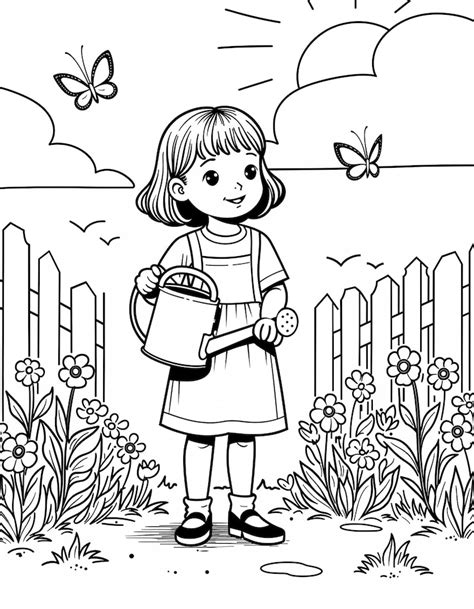 농부 소녀 색칠 페이지