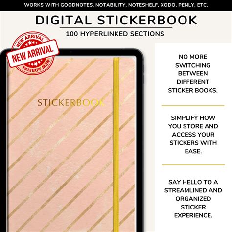 Digital Stickerbook With 100 Hyperlinked Sections Sticker Organizer