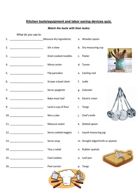 Cooking Tools Q Free Interactive Worksheets 380796