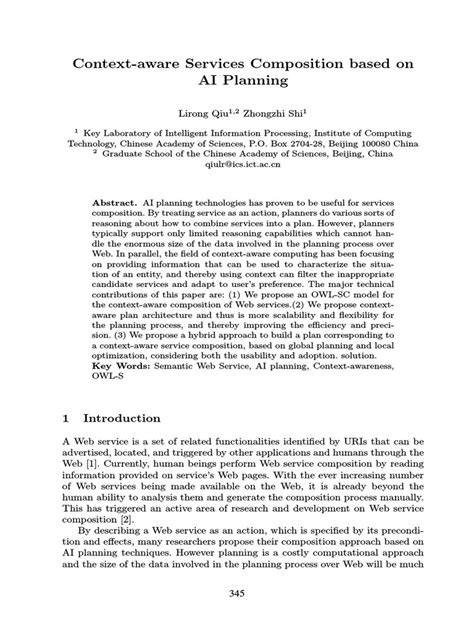 Context Aware Services Composition Based On Ai Planning Pdf