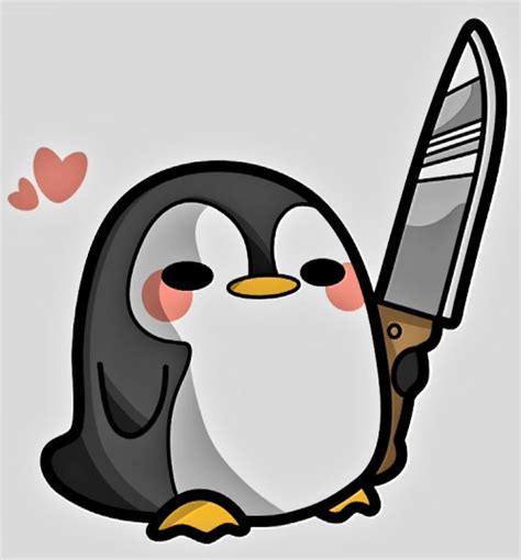 Penguin Holding A Knife