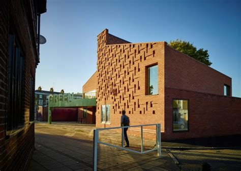 The Green Community Centre By Aoc Has Herringbone Brickwork