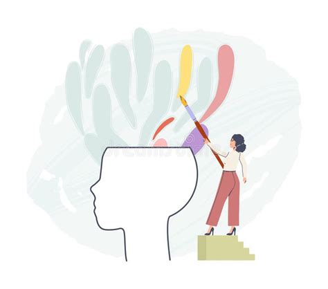 Woman Coloring Negative And Neutral Thoughts In Bright Colors Mental