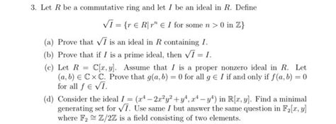 solved 3 let r be a commutative ring and let i be an ideal