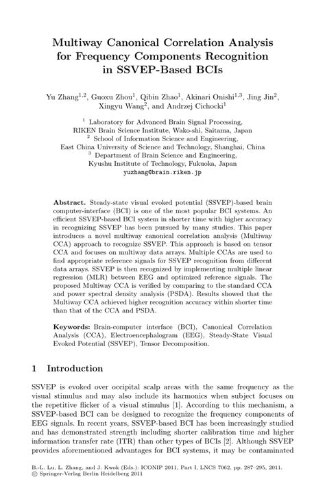 Pdf Multiway Canonical Correlation Analysis For Frequency Components
