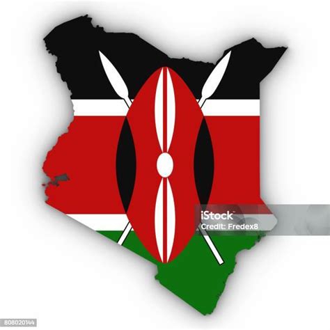 케냐 지도 개요 그림자 3d 일러스트 화이트에 케냐 국기와 함께 지도에 대한 스톡 사진 및 기타 이미지 지도 케냐 케냐 국기 Istock
