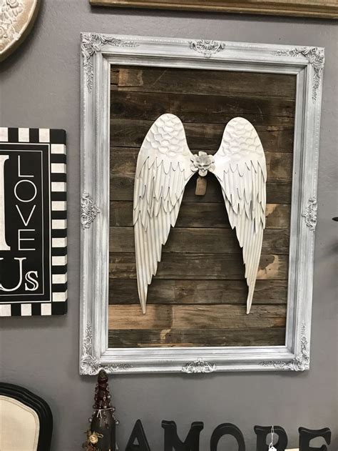Angel Wings Framed With Reclaimed Wood By Gilbert Marketplace Angel
