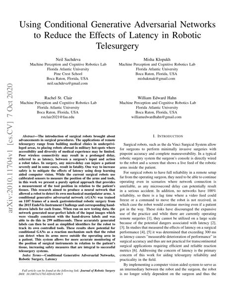 PDF Using Conditional Generative Adversarial Networks To Reduce The Effects Of Latency In