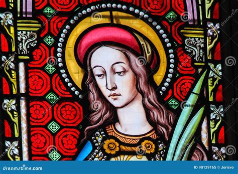 Stained Glass Saint Agnes Of Rome Stock Image Image Of Chastity