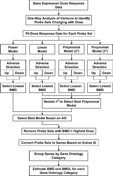 a flow chart outlining the stepwise analysis of dose response