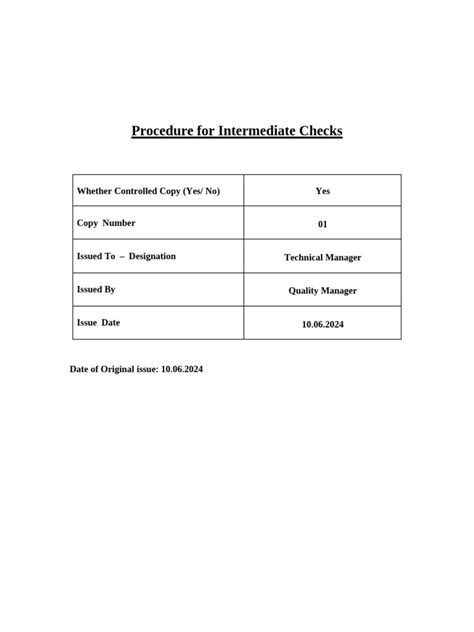 Intermediate Check Procedure Pdf