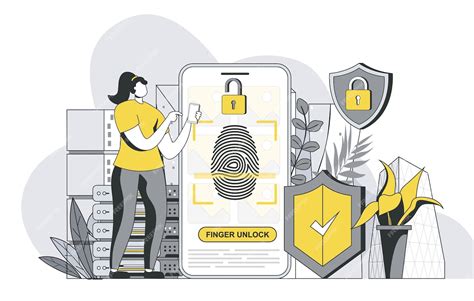 Premium Vector Biometric Access Control Concept With Outline People