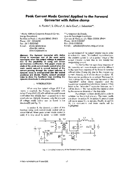 Pdf Peak Current Mode Control Applied To The Forward Converter With