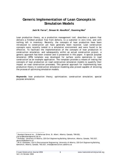 Pdf Generic Implementation Of Lean Concepts In Simulation · Pdf Filegeneric Implementation Of