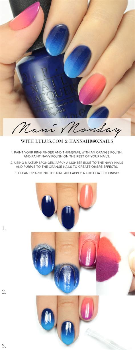 Mani Monday Pink And Blue Ombre Nail Tutorial Fashion Blog