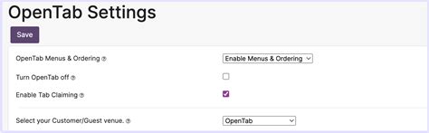 Opentab Settings Overview