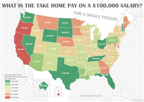 Mapping Take Home Pay On A 100 000 Salary Across The United States