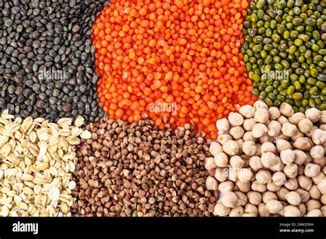Different Grains And Cereals As Background Top View Stock Photo Alamy