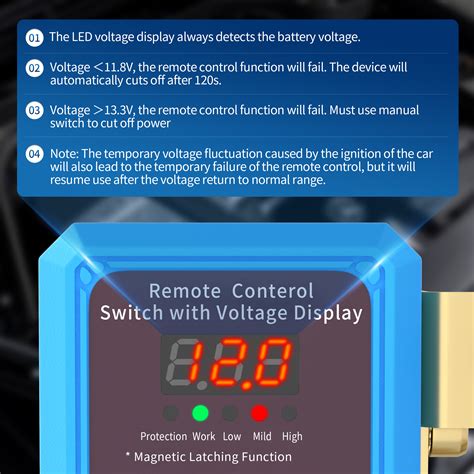 12 24 Vdc 500a On Off Remote Control Battery Switch With Led Voltage Display