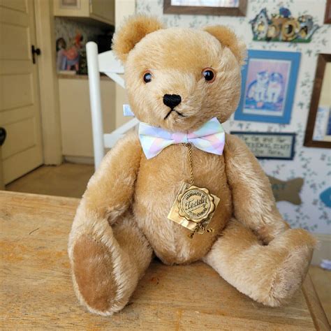 Vintage 1980s Blond Mohair Hermann Original Teddy Musical Teddy Bear