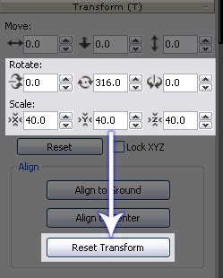 Resetting Transform Of Modified Model