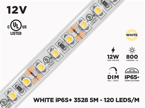 12v 5m Ip65 3528 White Led Strip 120 Ledsm Strip Only Led Montreal