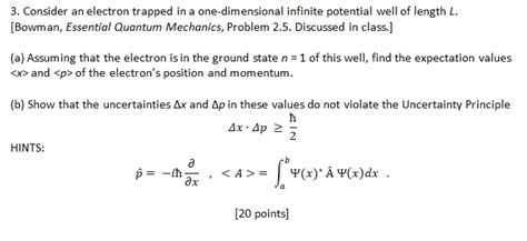 Solved 3 Consider An Electron Trapped In A One Dimensional