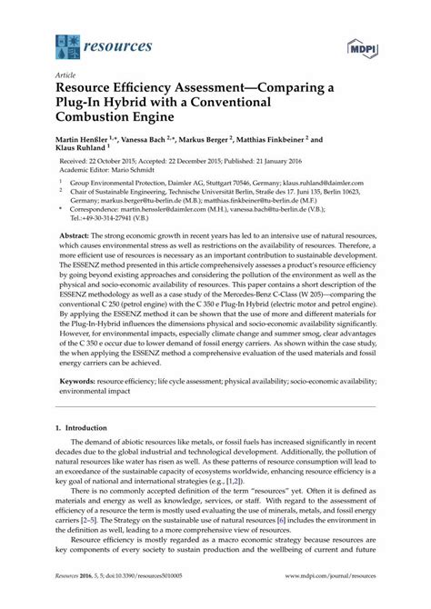 pdf resource efficiency assessment comparing a plug in hybrid