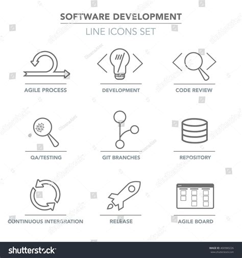 software development outline web icon set stock vector royalty free