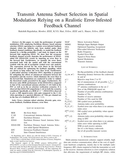 Pdf Transmit Antenna Subset Selection In Spatial Modulation Relying
